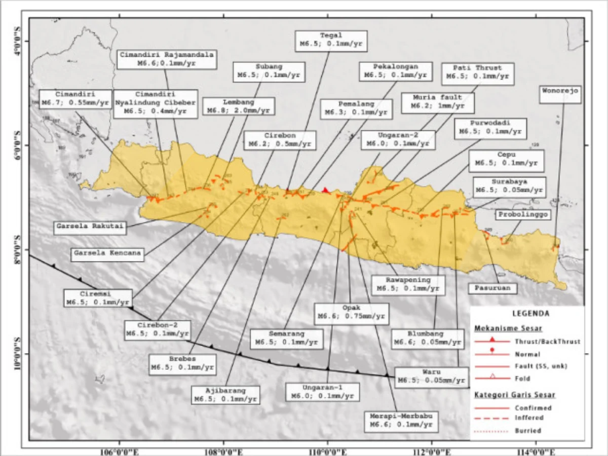 Sesar Aktif di Pulau Jawa Capai 75 Titik. Total Seluruh Indonesia 400 ...
